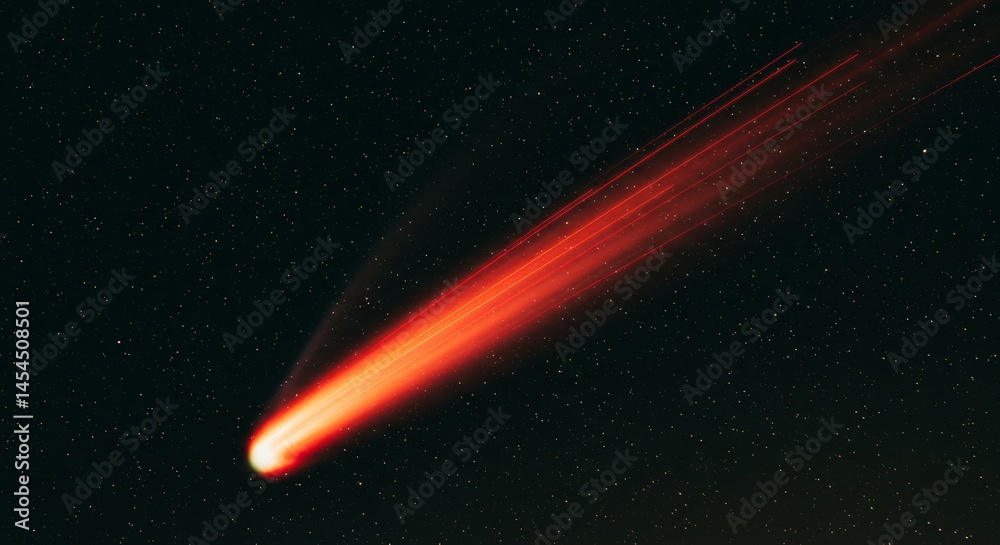 Brilliant comet blazing a vibrant trail through starry night expanse ...