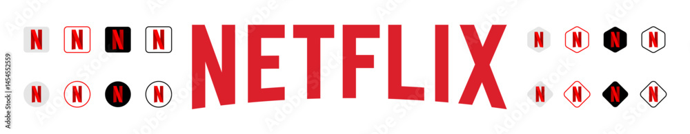 Стоковое векторное изображение «Netflix logo icon set with PNG and ...