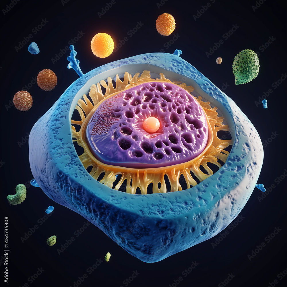 Components of Eukaryotic cell, nucleus and organelles and plasma ...