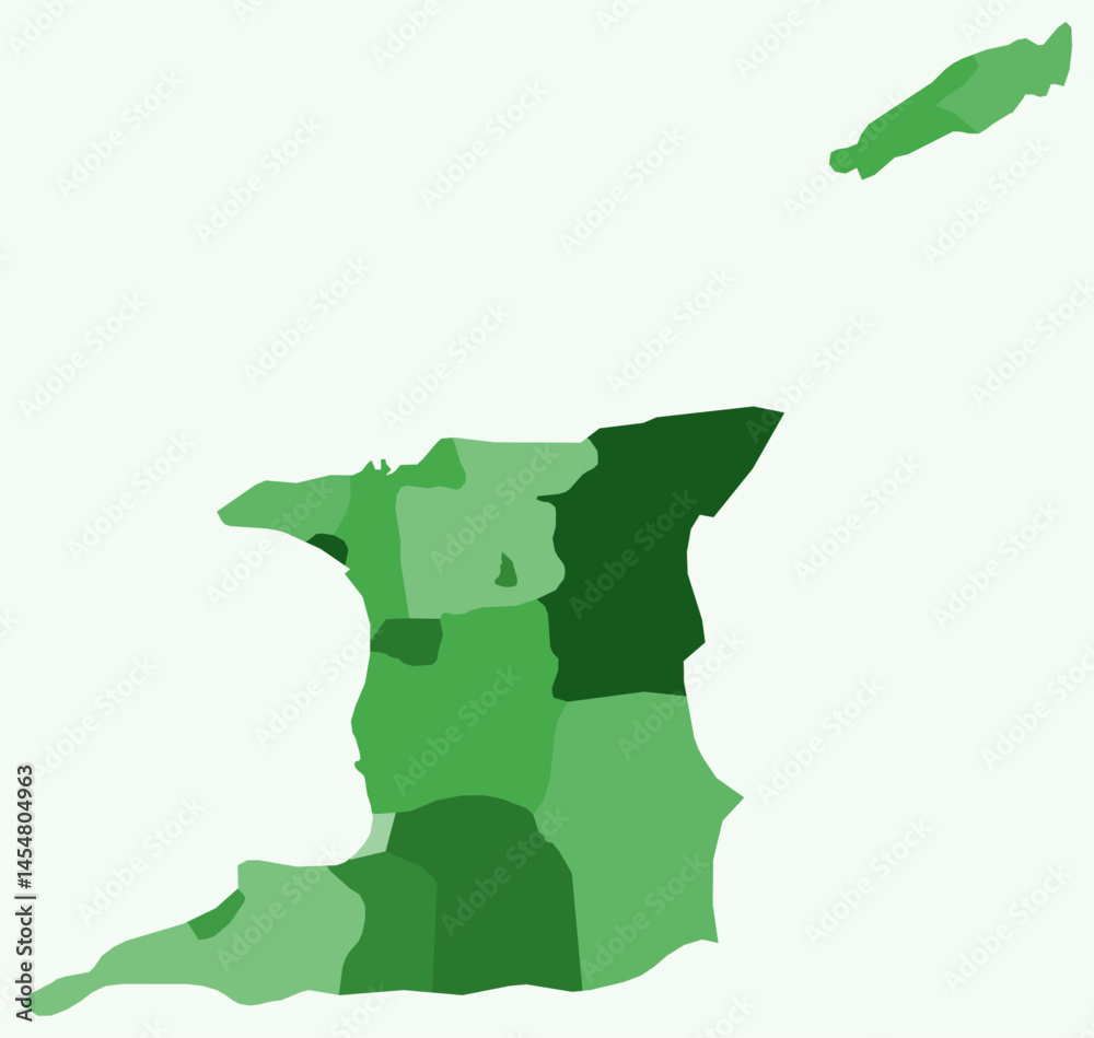 Praca wektorowa bez tantiem: Map of Trinidad and Tobago with regions ...