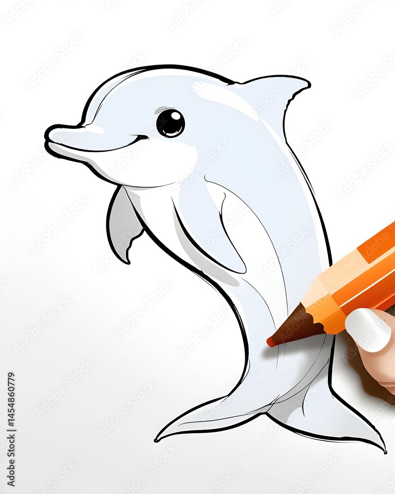 How to draw a dolphin easy step by step tutorial for beginners and kids ...