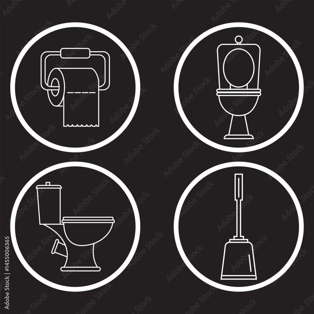 Toilet line icon set. WC sign. Man, woman, shower, mother with baby ...