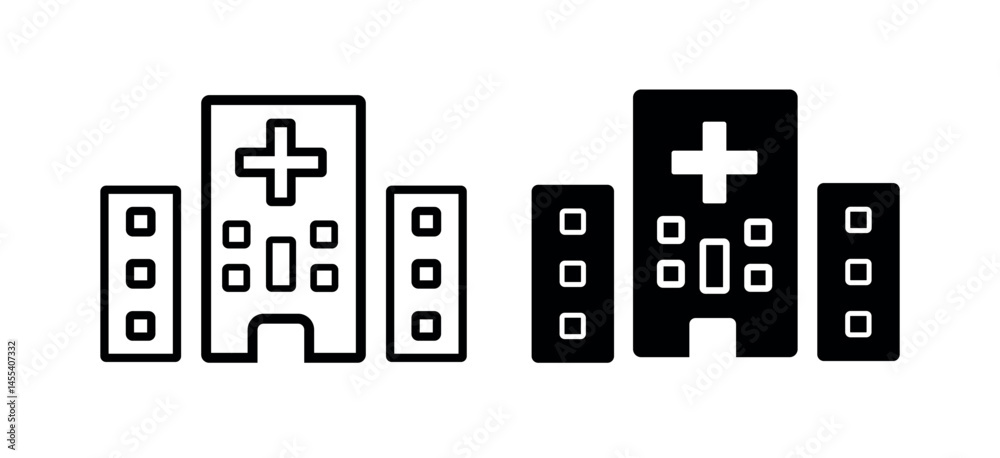 hospital building icon set. clinic building symbol set. health care png ...