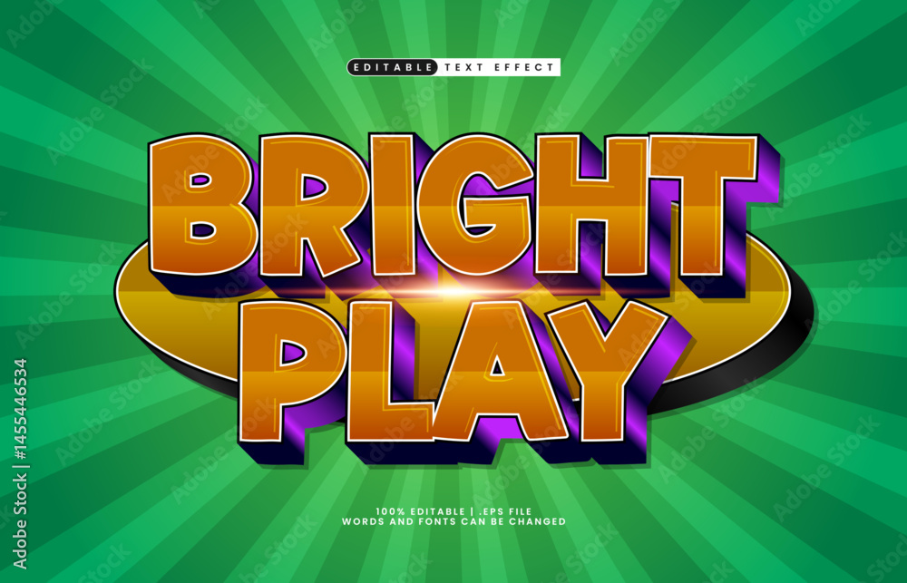 bright play editable text effect with a play and game text effect Stock ...