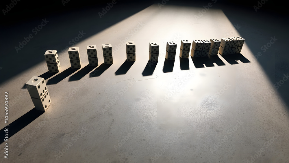 Domino Effect A Single Missing Tile Pauses the Chain Reaction Stock ...