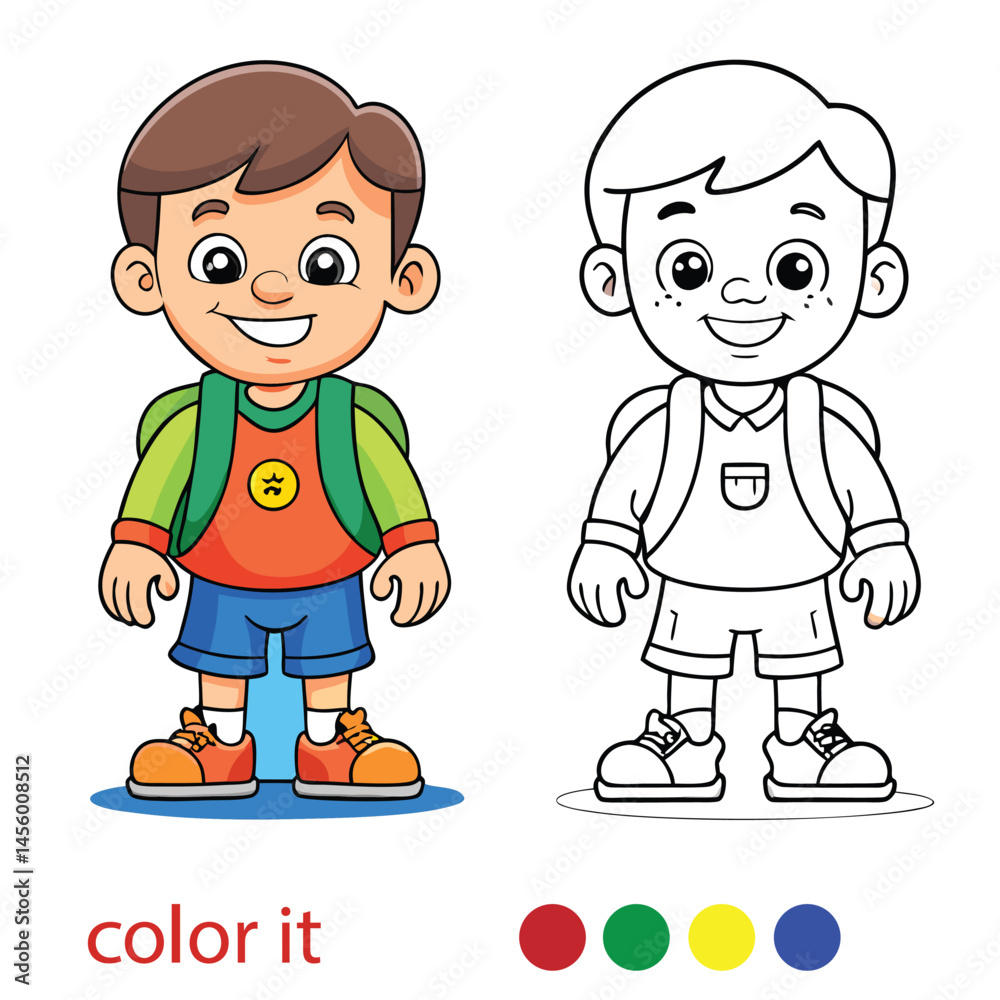 Cute Girl and Boy Reading a Book Coloring Page for Kids | Vector Line ...