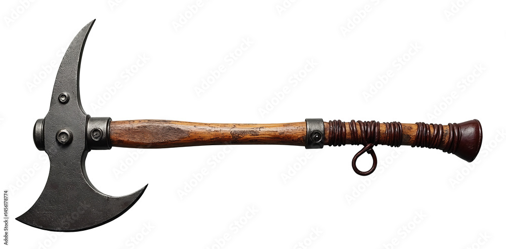 Authentic Medieval War Hammer in Side View, Featuring Iron Head and ...