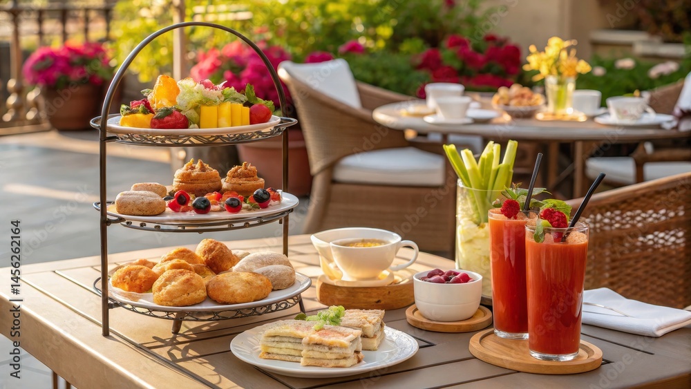 Afternoon Tea Delights Three-Tiered Stand, Pastries, Fruit and ...