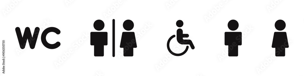 Praca wektorowa bez tantiem: Restroom door pictogram. Woman and man ...