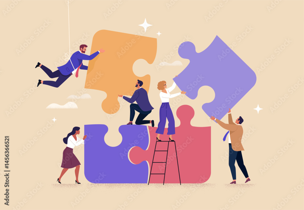 Business Teamwork concept. Contemporary flat style abstract vector ...
