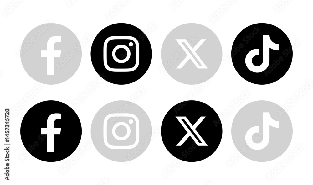 Vector logos of Facebook, Instagram, X (Twitter), and TikTok. Ideal for ...