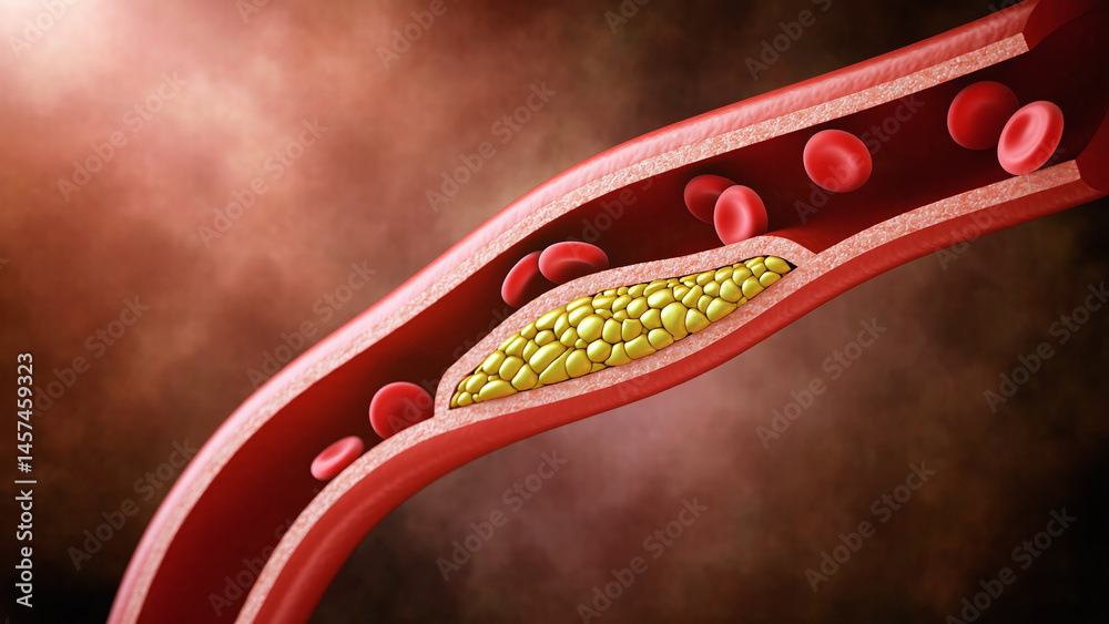 Arterial Plaque or Blood Clot in Artery Medical Illustration ...