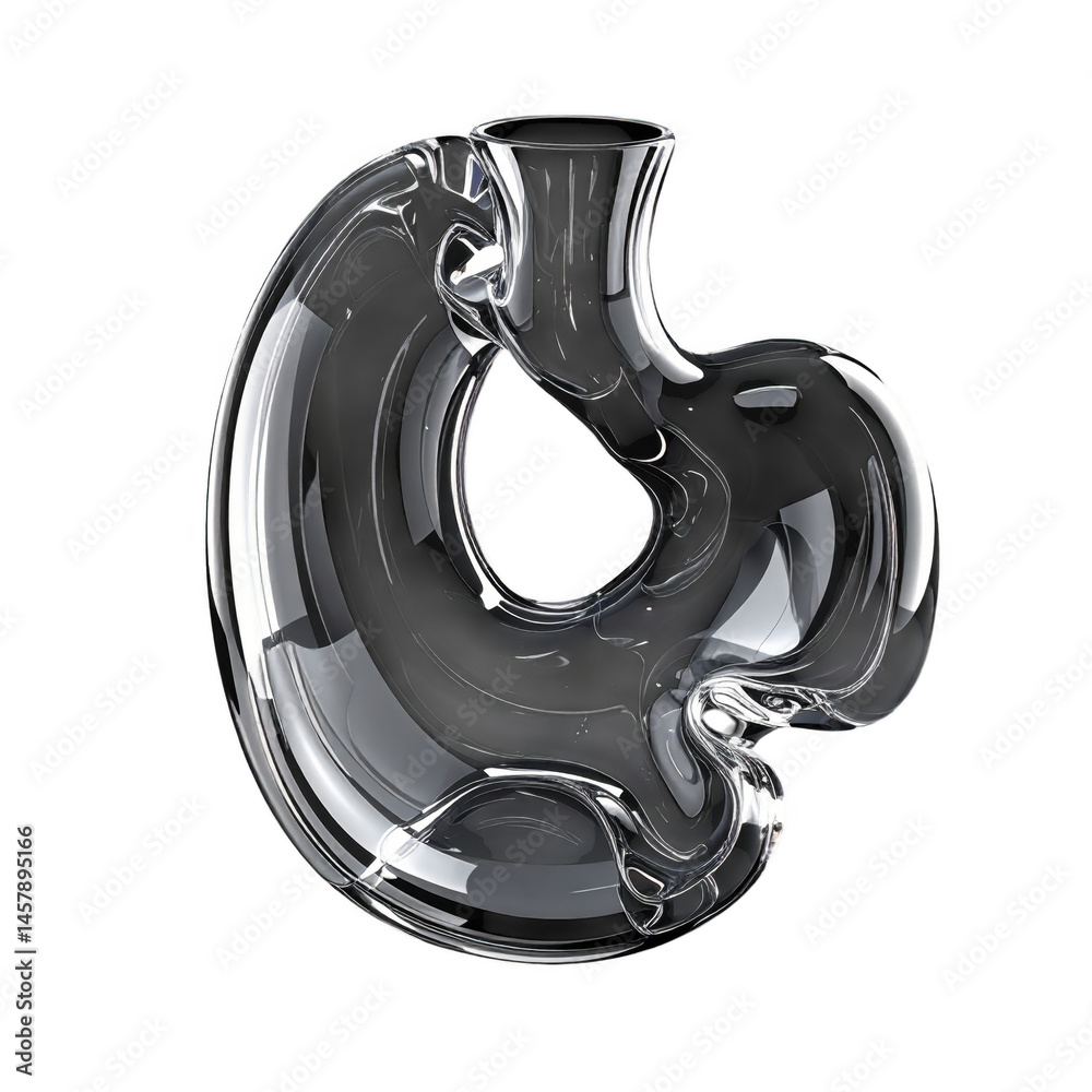 Ilustración de Stock Transparent glass model of human stomach showing ...