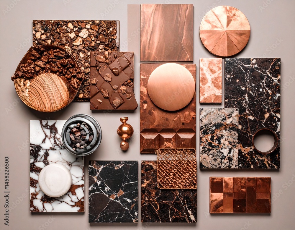 geometric concrete design mood board with concrete tiles color palette ...