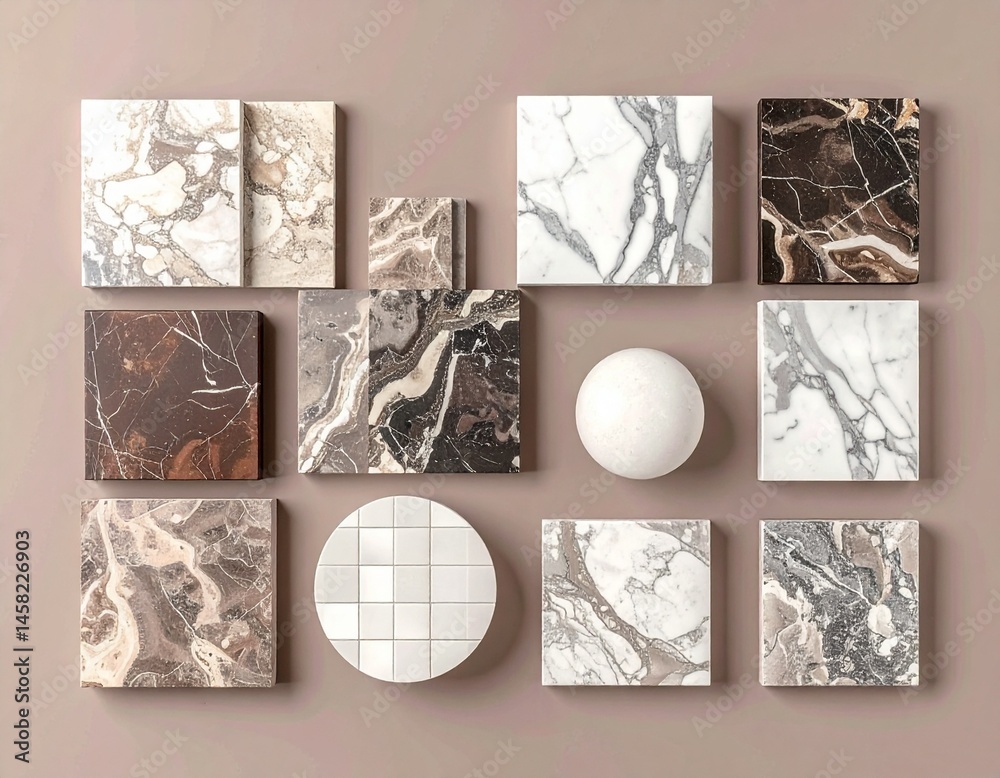 geometric concrete design mood board with concrete tiles color palette ...