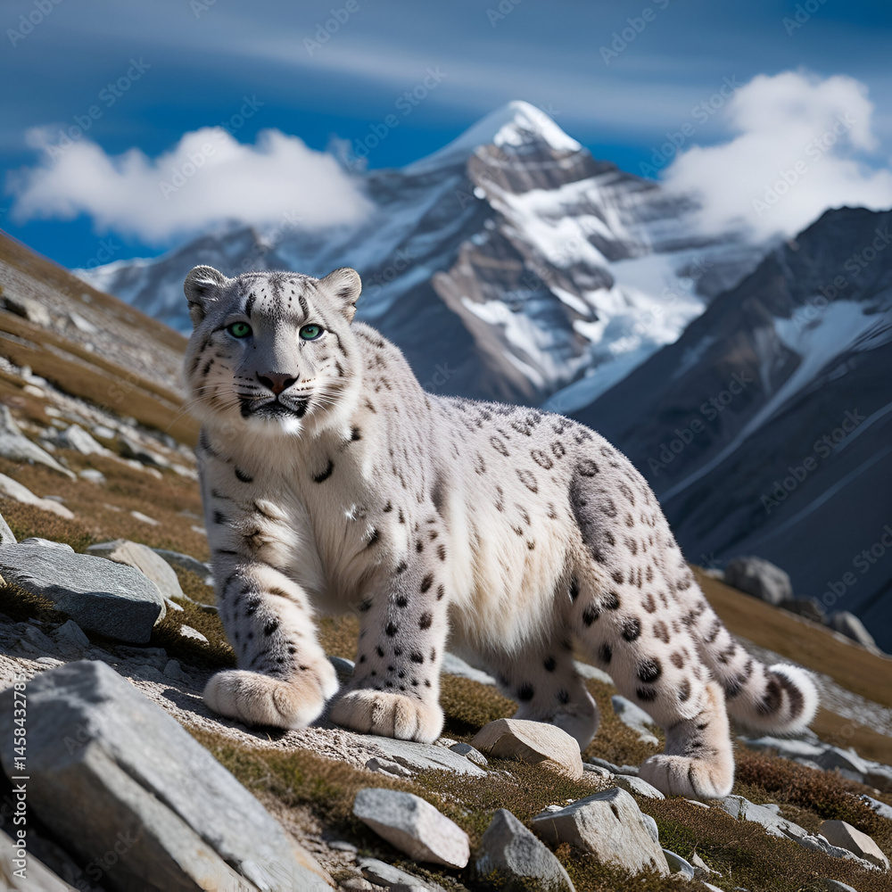 Rare Snow Leopard in Mountain Habitat Endangered Species 4K Wilderness ...