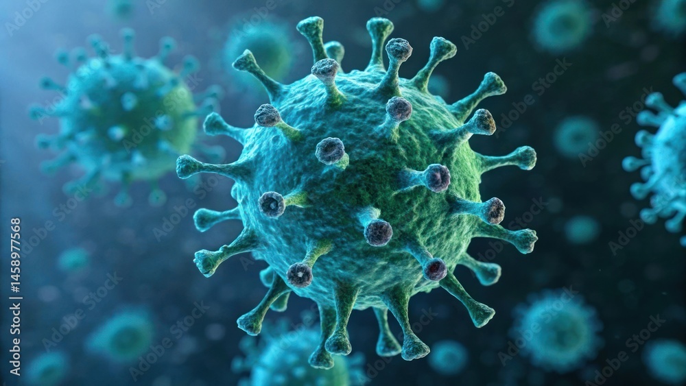 Microscopic view of virus cells spreading threatening global health ...
