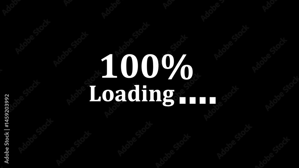 Progress bar indicating 100 percent completion with loading animation ...