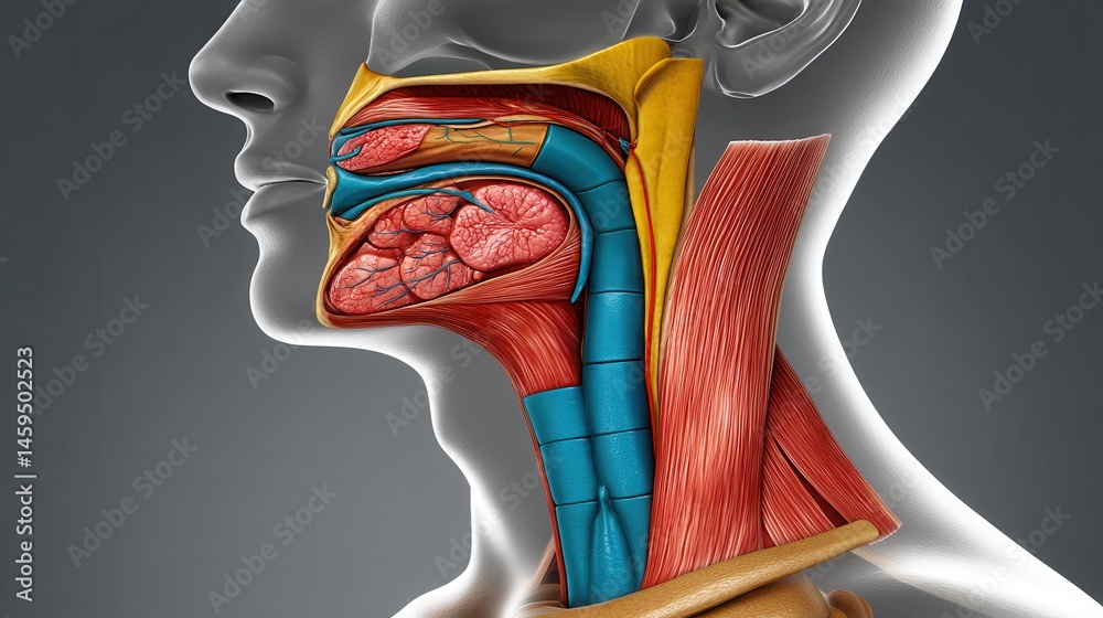 Stock-Illustration „Detailed anatomical cross-section showing human ...