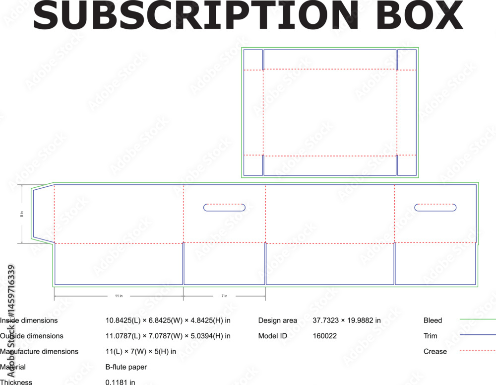 Subscription Box Packaging Design DieCut Template, Dimensions, and ...