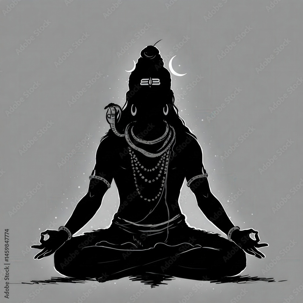 Mahadev Shivji Bholenath Shankar Neelkanth Adiyogi | Minimal sketch of Shiva silhouette ...