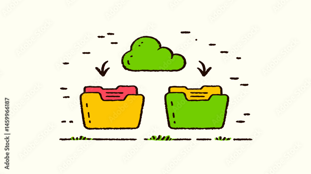 Cloud Data Sync: Illustrative rendering showing cloud data ...