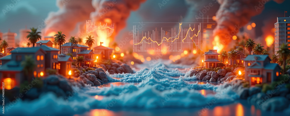 Illustrated infographic comparison natural disaster frequencies. City ...
