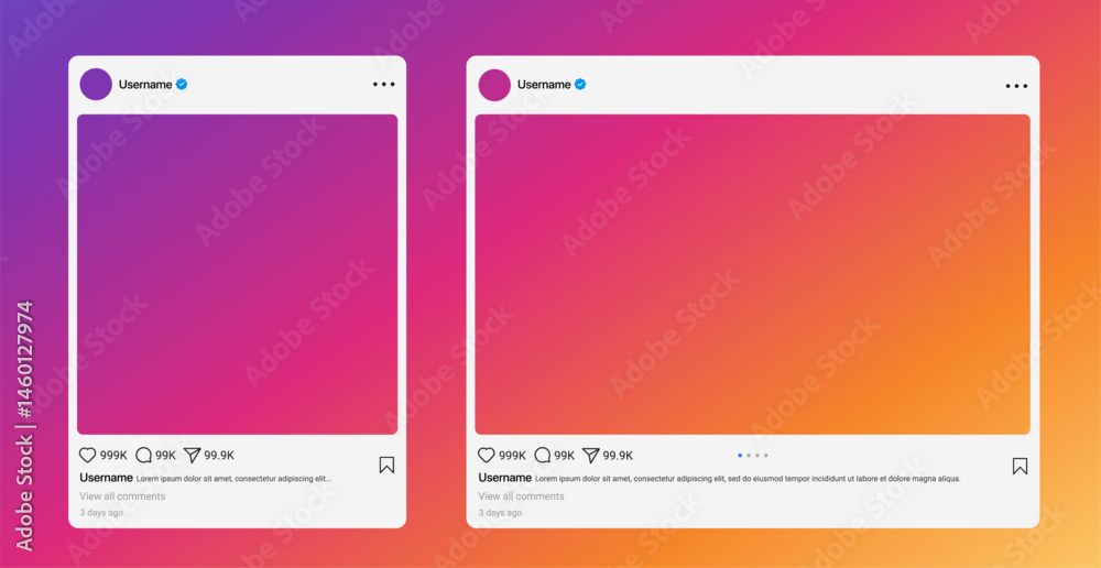 Instagram post mockup vector, social media carousel post template ...