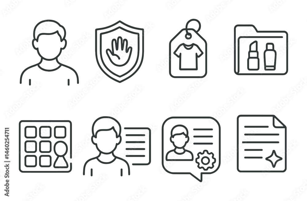 Vector de Stock Line style icons of player customization: avatar icon ...
