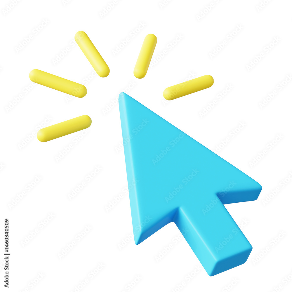Mouse click 3d icon. Blue PC computer mouse 3d cursor. Arrow cursor, pointer 3d illustration ...
