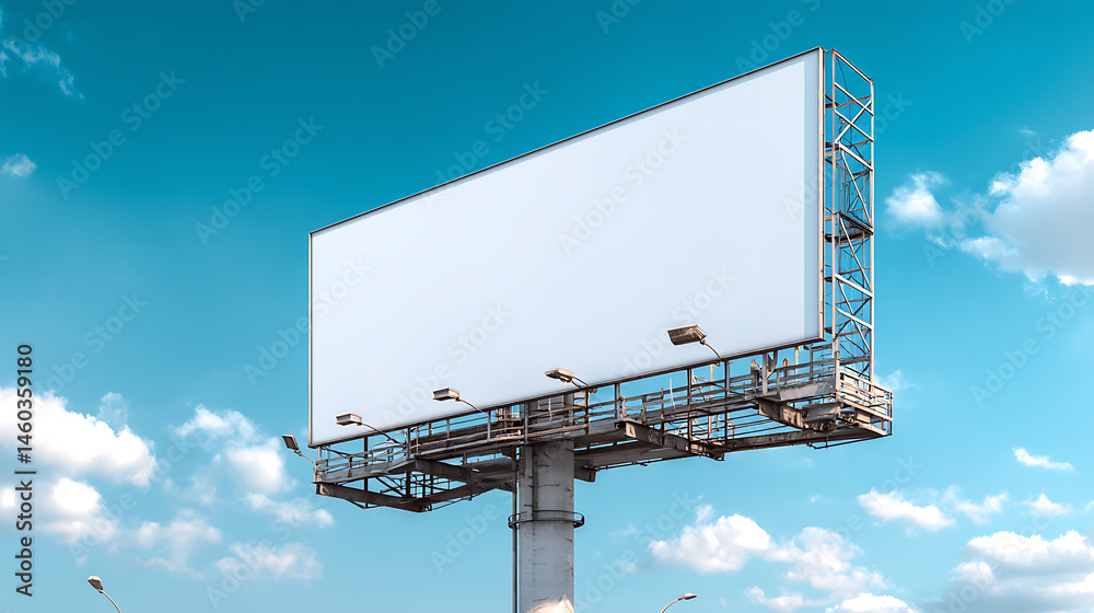 Billboard or blank poster, blank white mast banner mockup, front view ...