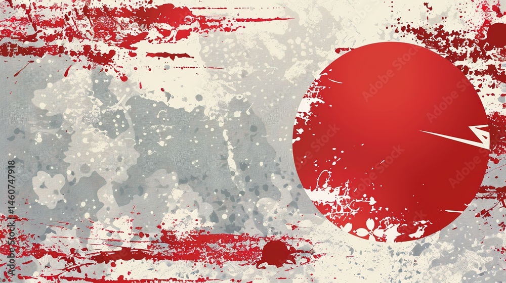 Flag Day Japanese - style Background: Ukiyo - e Shadows Reflect the ...