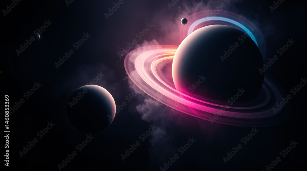 Floating spheres shimmer within a dreamy space environment rich with ...