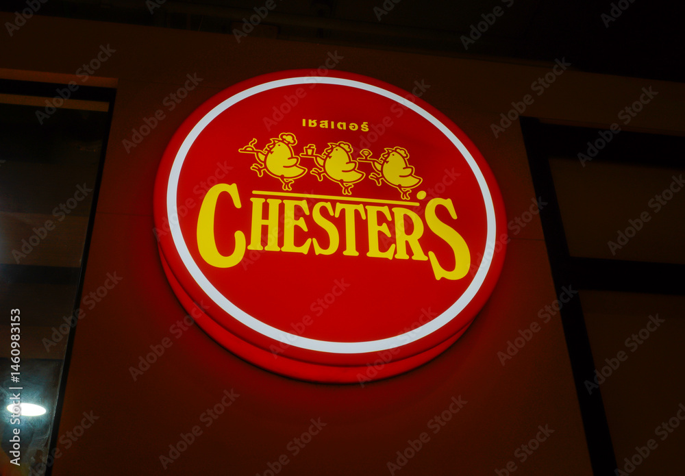 Bangkok, Thailand - May 13, 2025 Logo sign for Chester Grill, a famous ...