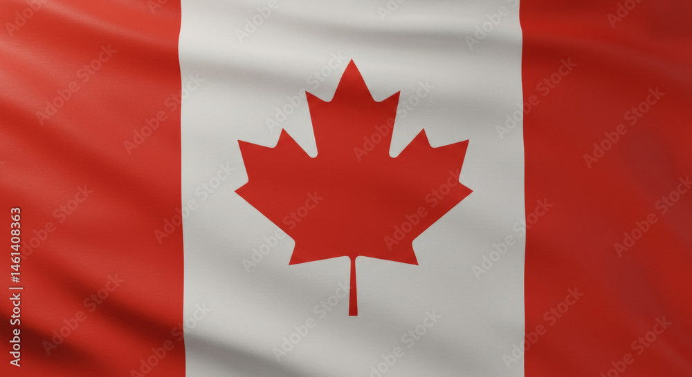 Canadian flag with red and white colors in a waving motion. National ...
