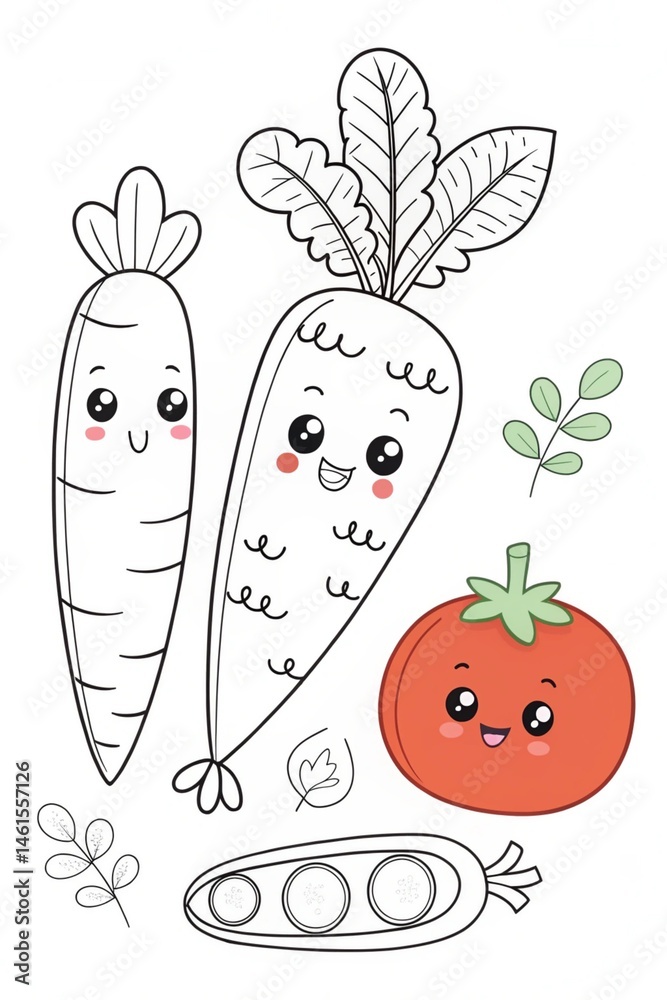 Vegetable Coloring Page, Preschool Coloring Page, Coloring Pages For ...