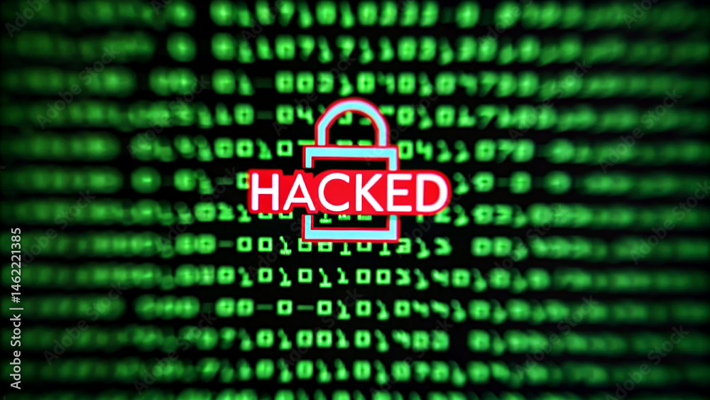 Stock-Illustration „Warning Alert Hacked Lock Symbol Flashing on Terminal System Warning Users ...