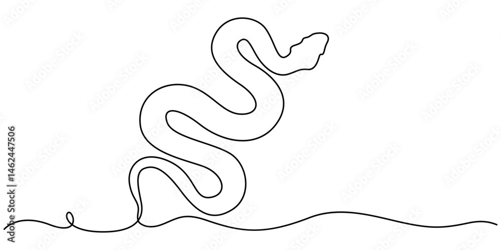 Continuous one line drawing snake cobra, Snake one line art,hand drawn ...