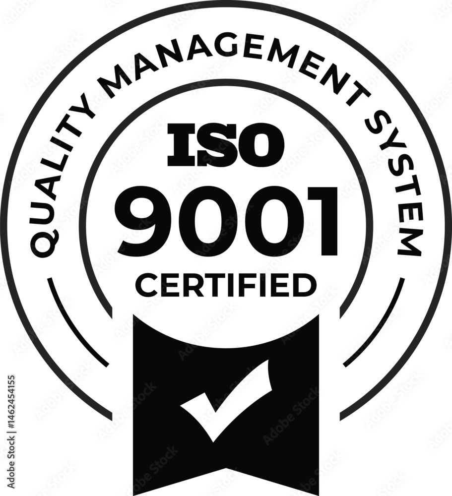 ISO 9001 Certified Quality Management System Logo | Symbol for Quality ...