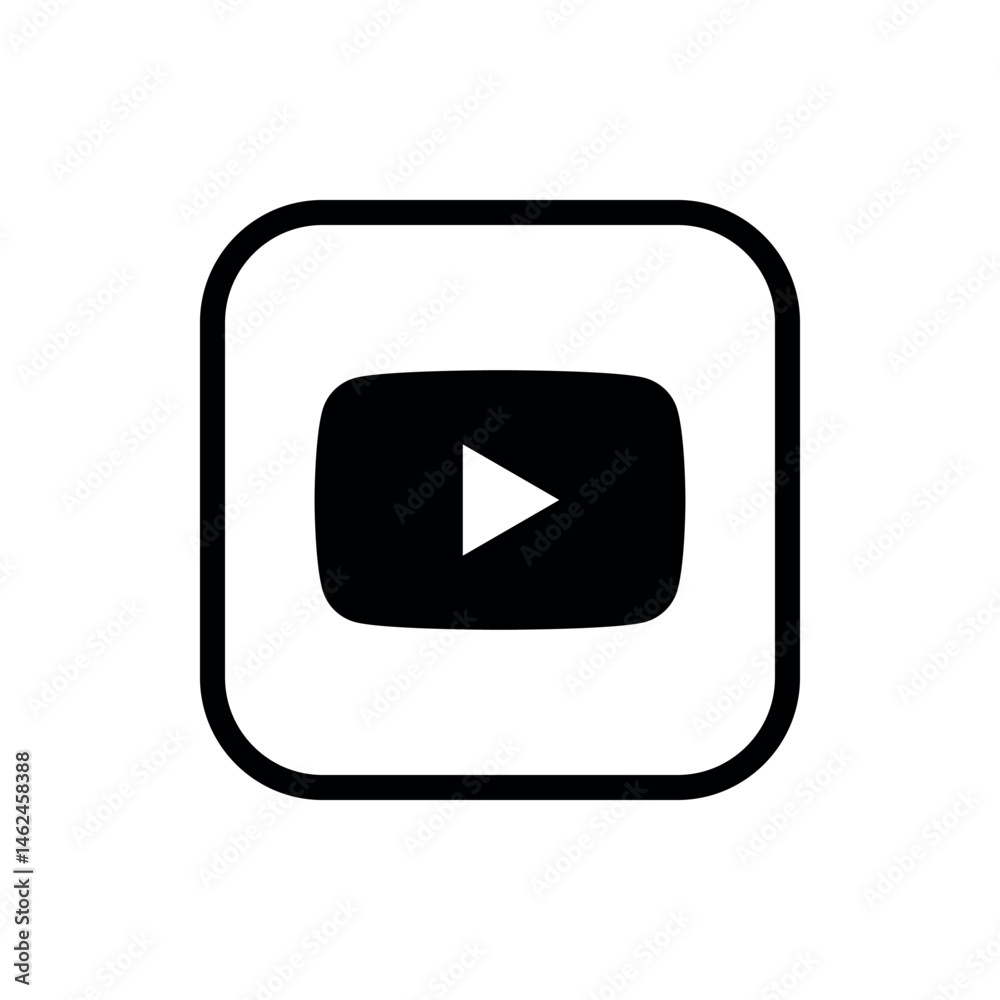 YouTube Logo Outline Black Icon, YT App Vector, Editable SVG, PNG ...