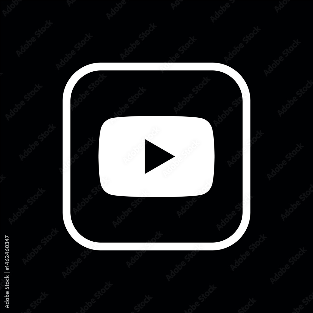 YouTube Logo Outline White Icon, YT App Vector, Editable SVG, PNG ...