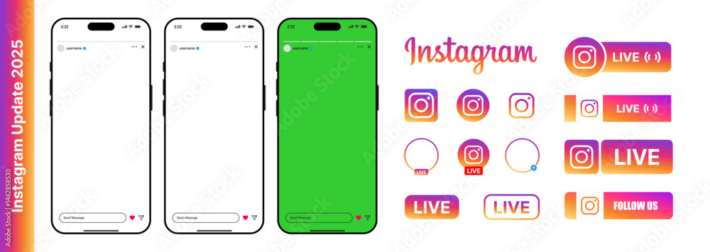 Instagram Post, Reels, Story mockup template with iPhone 16 layout ...