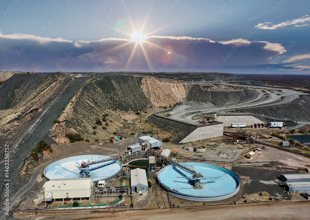 diamond mine waste water treatment plant aerial view open pit mining ...