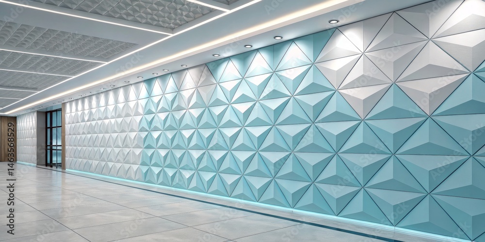 Modern Corridor with Geometric 3D Wall Panels, Interior Design ...