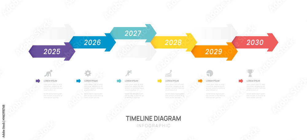 Arrow timeline Infographic 2025 diagram calendar with gantt chart ...