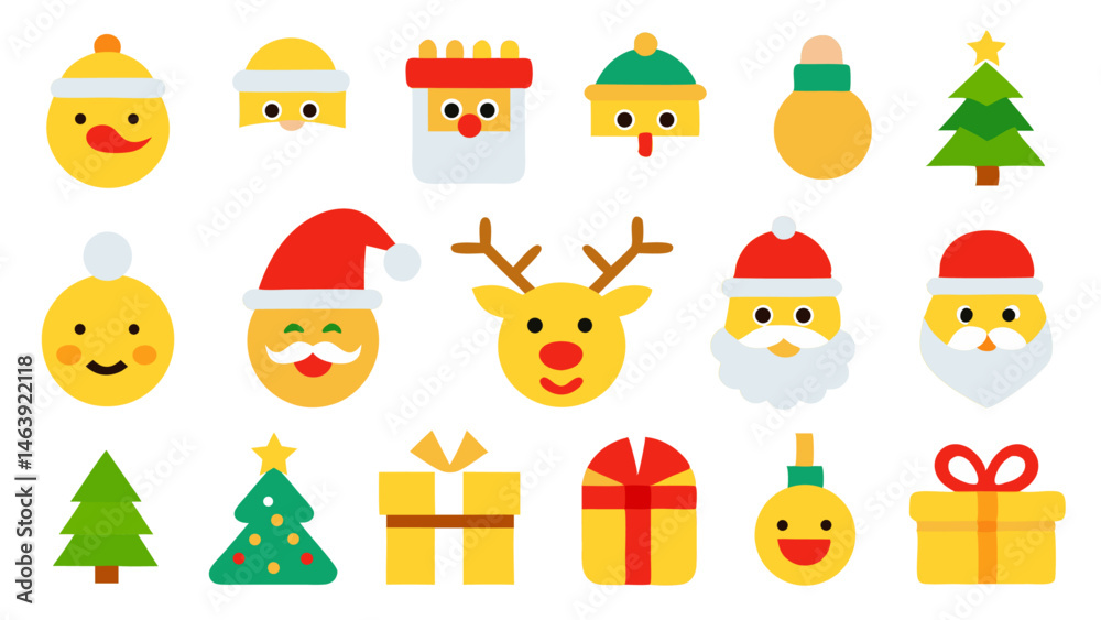 Stock-Vektorgrafik „Christmas emoji featuring a Santa Claus emoticon ...
