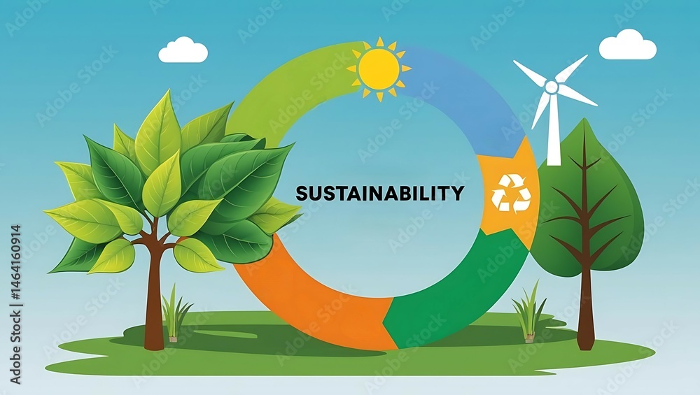 Climate action environment with net zero concept illustrated by a ...