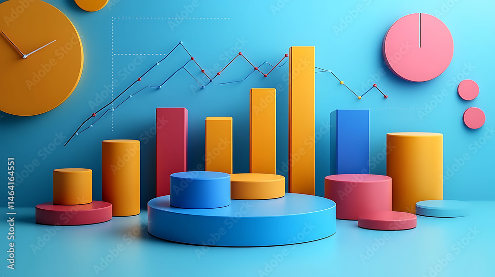 executive summary layout with 3D data charts, professional presentation ...