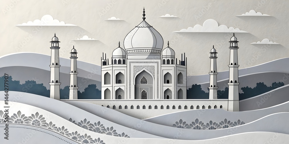 Paper Cut Illustration of the Taj Mahal, India: A Conceptual Image for ...