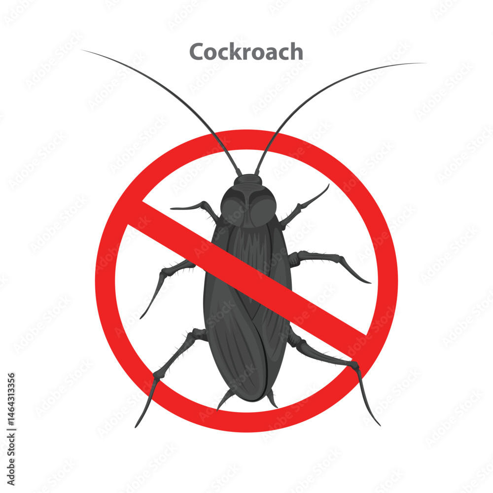 No Cockroach sign. A warning sign indicating the prohibition of a ...